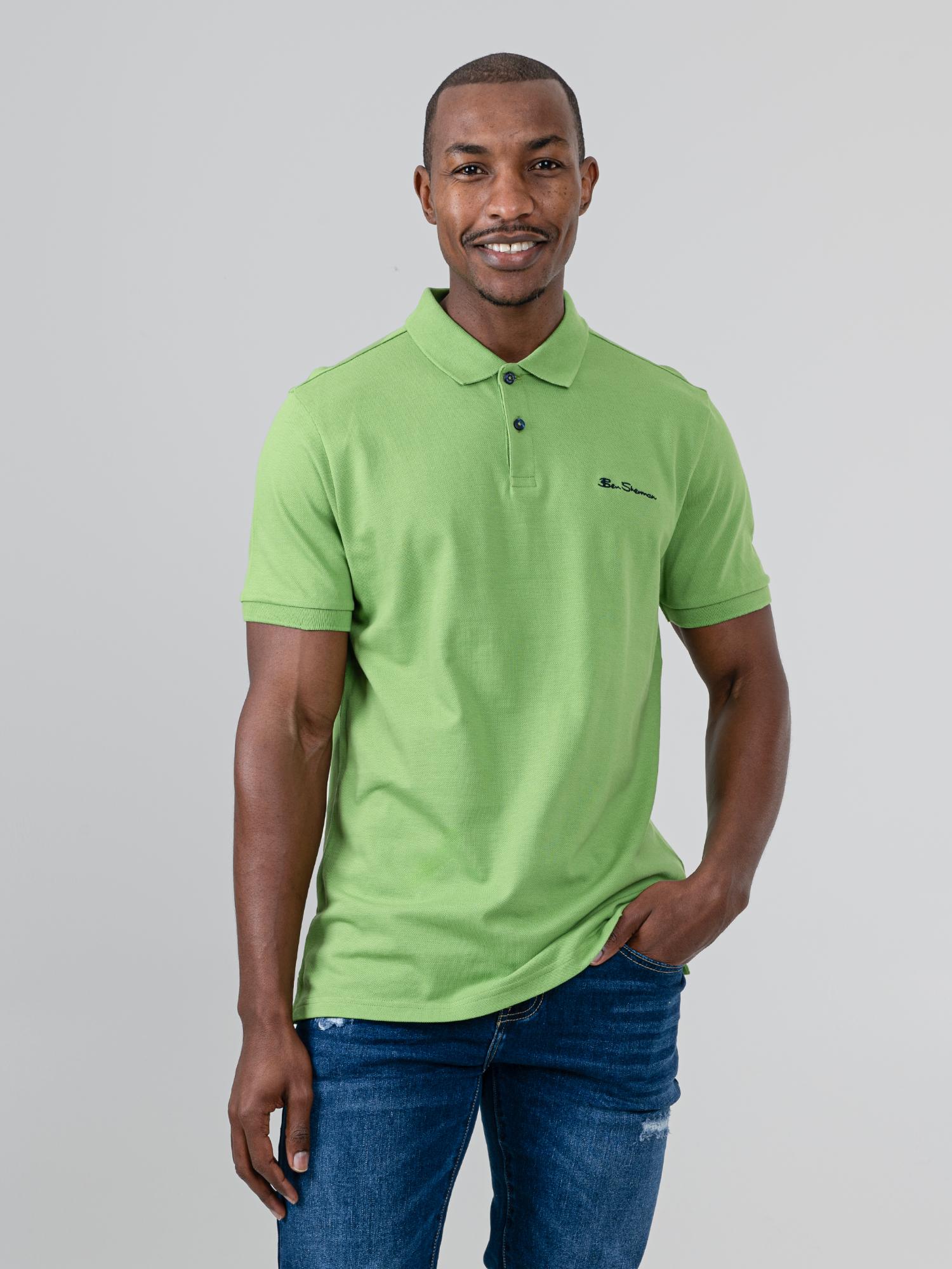 Ben Sherman Piquant Green Polo Shirt | Men's Short Sleeve Cotton Polo ...