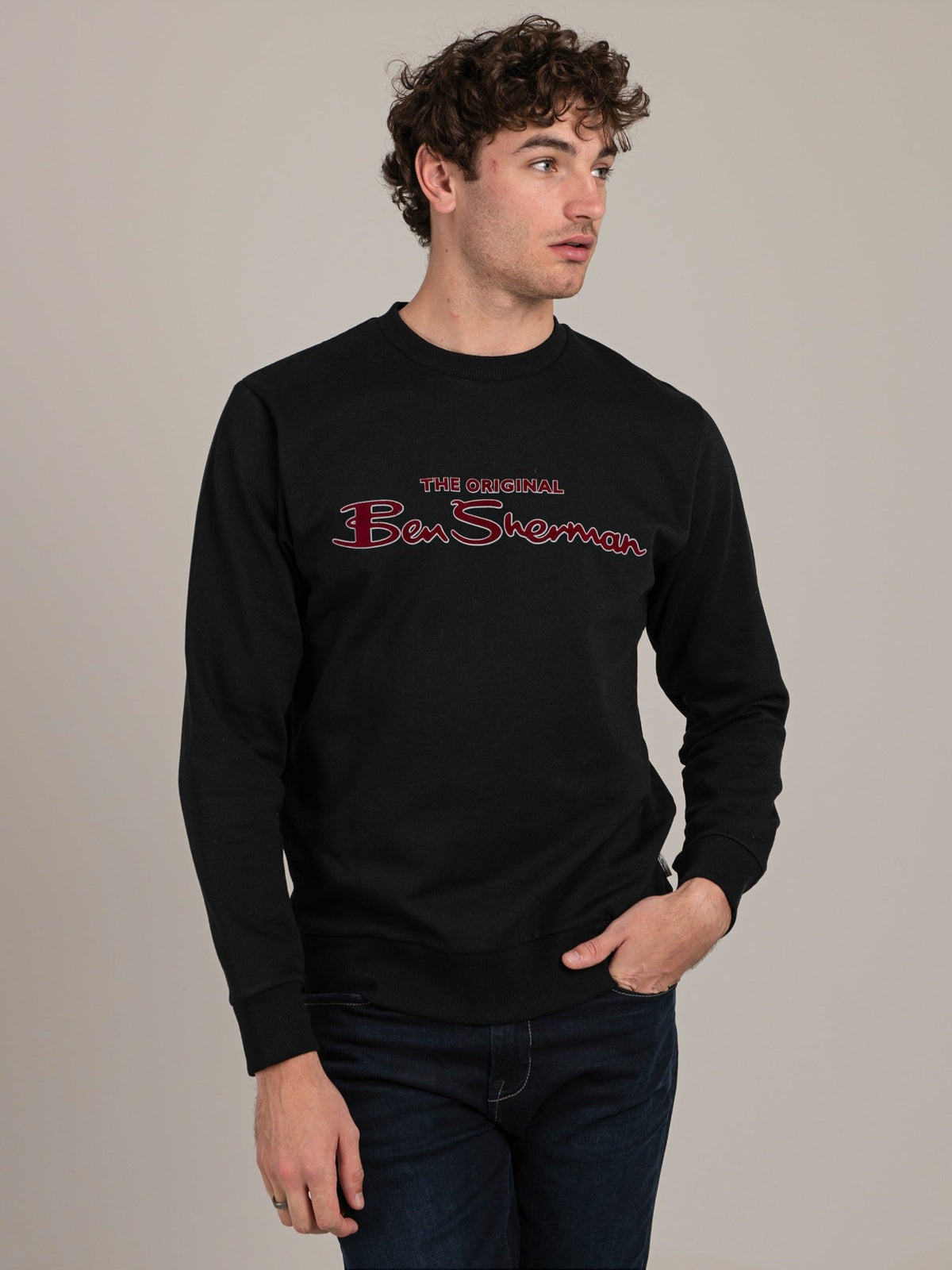 Signature Flock Crew Fleece - Black