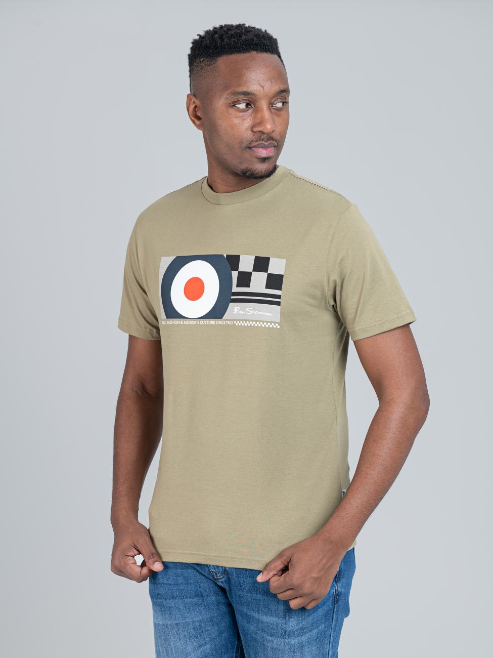 Ben Sherman Knock Out Tee – Olive Night | Men's Mod Graphic T-Shirt ...