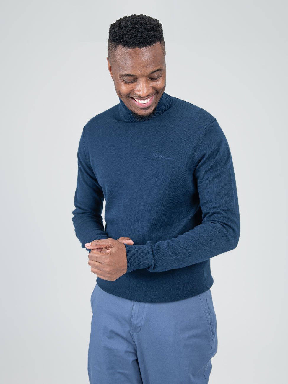 Ben Sherman Roll Neck Knit in Navy | Men's Knitwear – Ben Sherman South ...