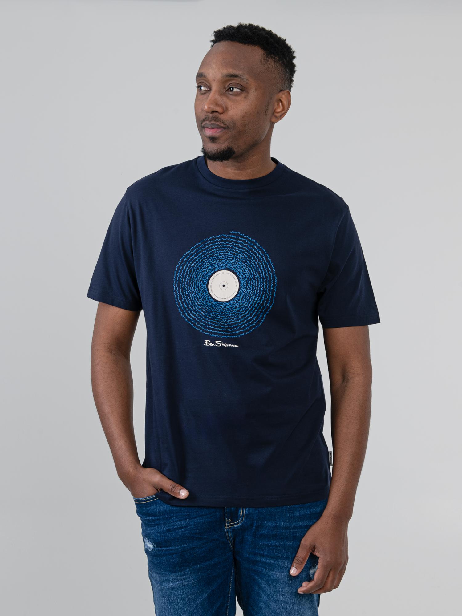 Ben Sherman Sound Wave Record Tee – Navy | Men's Graphic T-Shirt – Ben ...